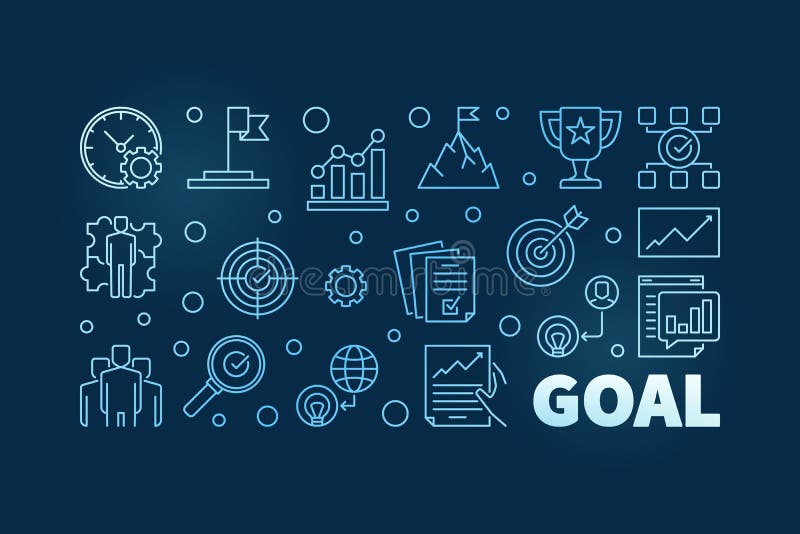 Goal Blue Banner. Vector Business Outline Colorful Illustration Stock ...