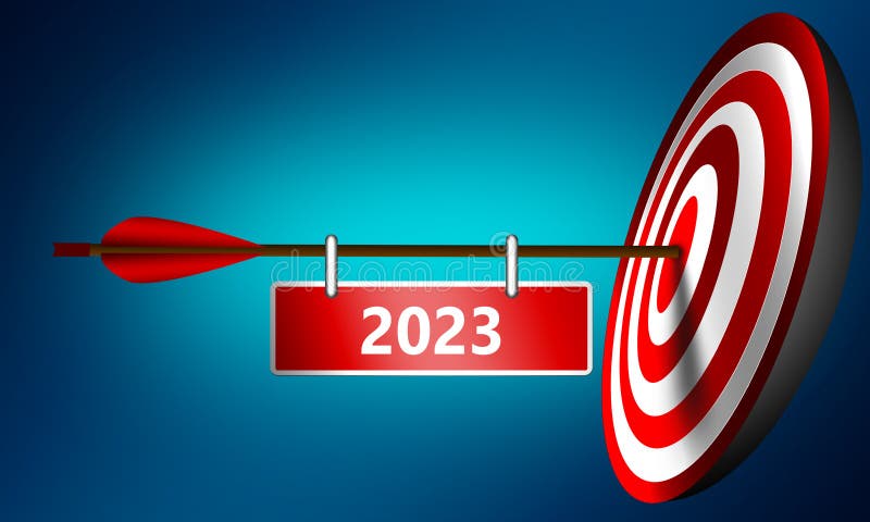 Goal of Year 2023 Banner Hang on Arrow Hit on Bull Eye Stock ...