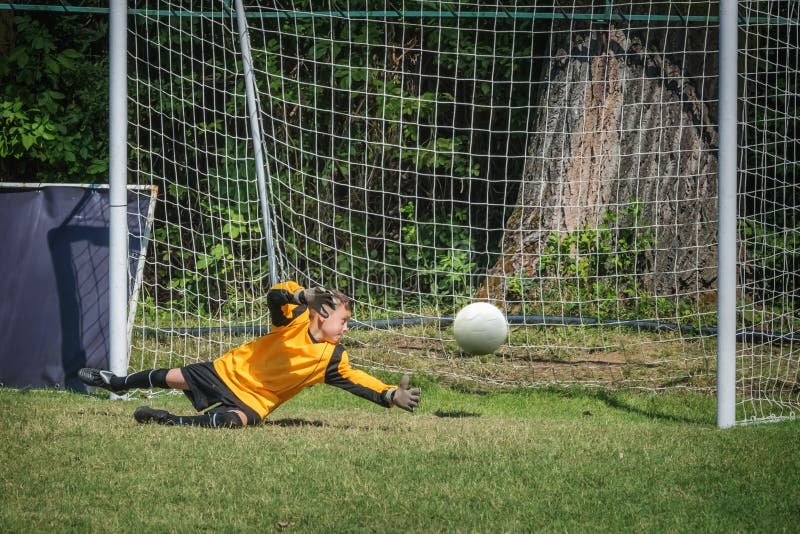 Goalkeeper Defending A Corner Kick.Soccer. Fotball Match.Championship ...