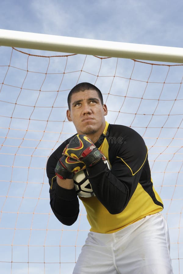 Goalkeeper Punching the Ball of the Post Stock Photo - Image of active ...