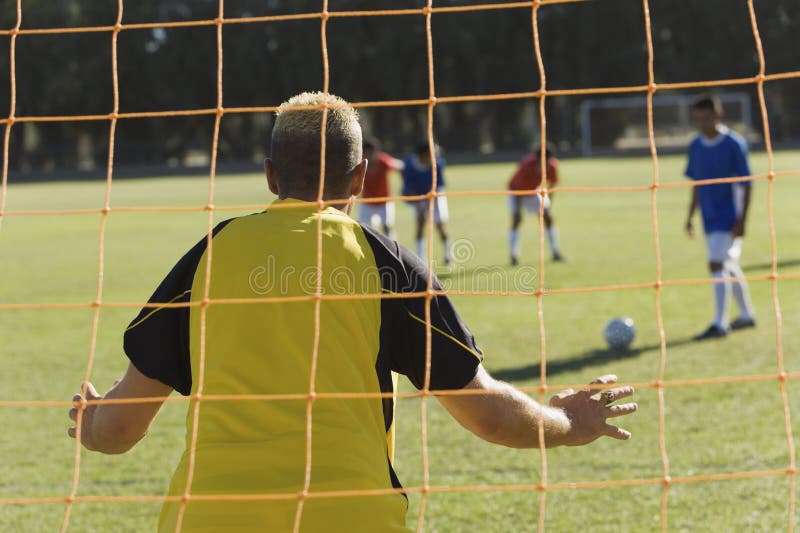Goalkeeper Defending a Corner Kick.Soccer. Fotball Match.Championship ...
