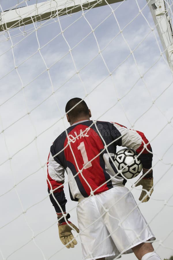 Goalkeeper Punching the Ball of the Post Stock Photo - Image of active ...