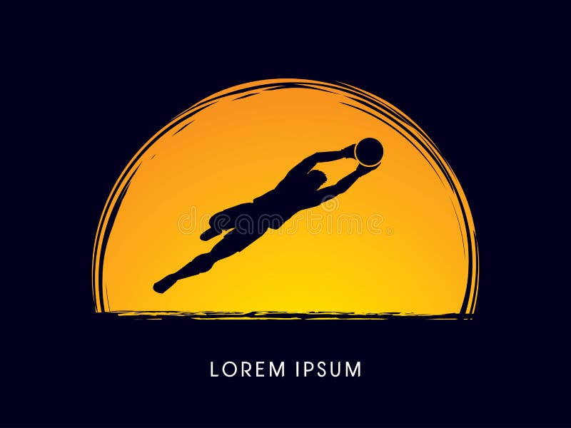 Goalkeeper Jumping, Catches the Ball Stock Vector - Illustration of ...