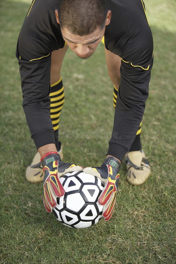 Goalkeeper Punching the Ball of the Post Stock Photo - Image of active ...