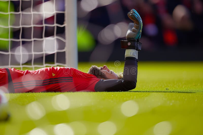 Goalkeeper Lying on the Ground after a Save Stock Image - Image of ...