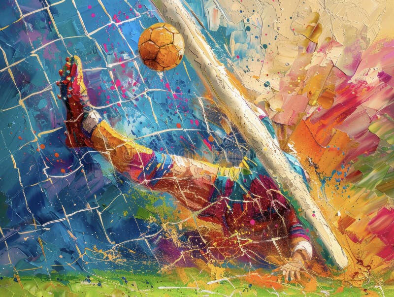 Goalkeeper Making a Save Abstract Painting Stock Illustration ...