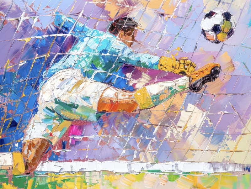 Goalkeeper Making a Save Abstract Painting Stock Illustration ...