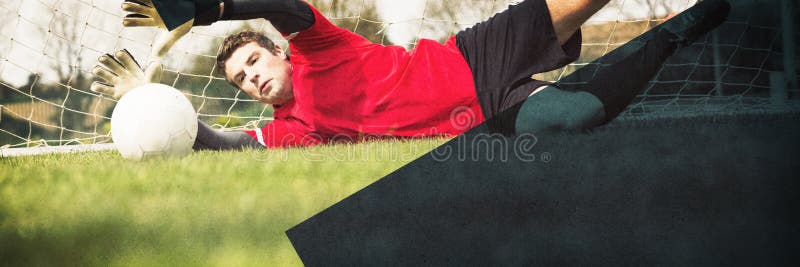 Goalkeeper in Red Saving a Goal during a Game Stock Photo - Image of ...