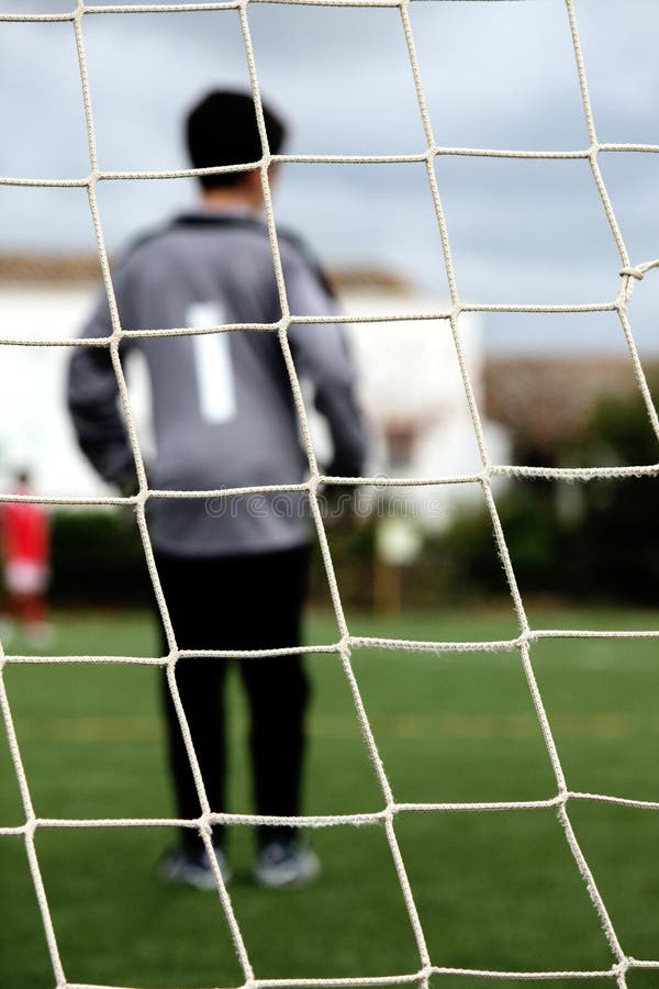 View of a Soccer Ball Inside the Goalpost Stock Photo - Image of ...