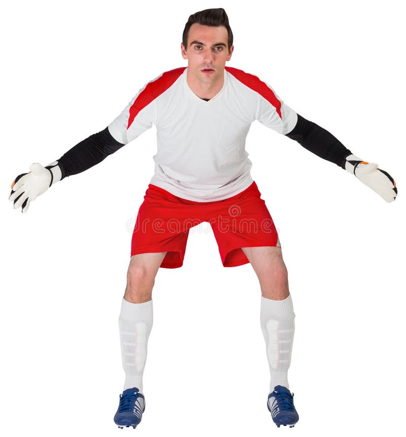 Goalkeeper in White Ready To Save Stock Image - Image of goalie, young ...