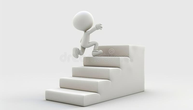 98 Goaloriented 3D Cartoon Figure Climbing a Staircase of Strategic ...