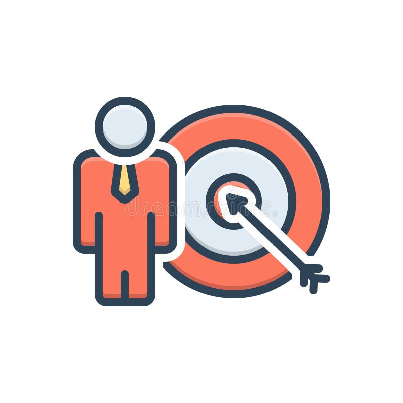 Color Illustration Icon for Goals Achieve, Target and Archery Stock ...