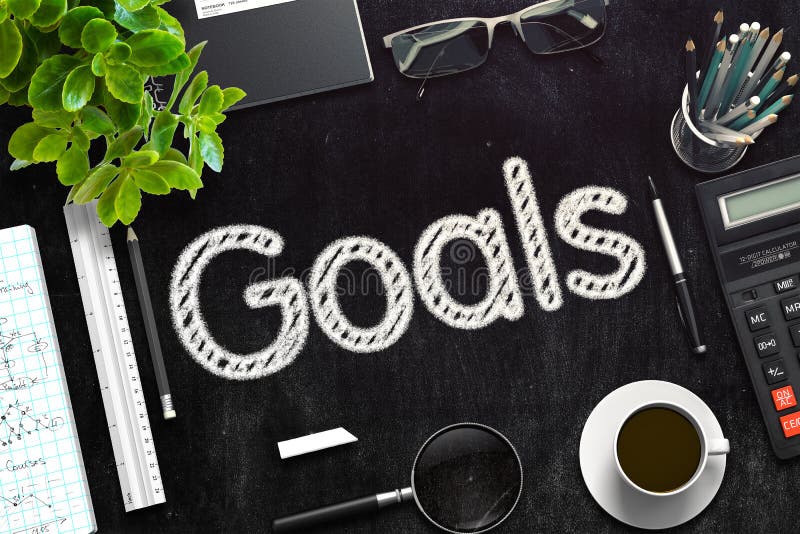 Goals Handwritten on Black Chalkboard. 3D Rendering. Stock Image ...