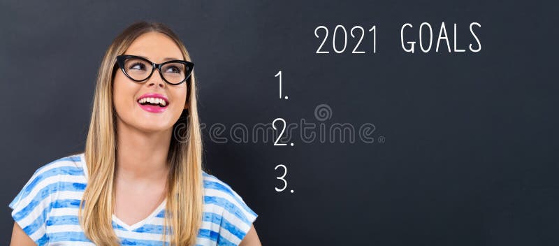 2021 Goals with Happy Young Woman Stock Image - Image of achievement ...