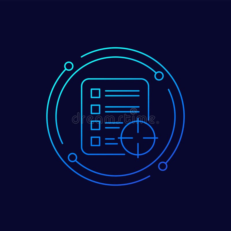 Goals Icon with a Checklist, Linear Design Stock Vector - Illustration ...