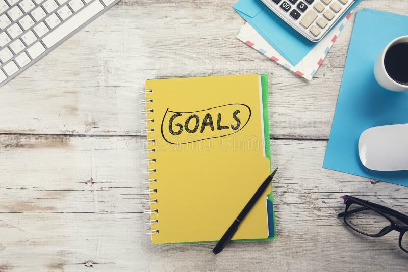 Goals with Keyboard on Working Table Stock Image - Image of computer ...