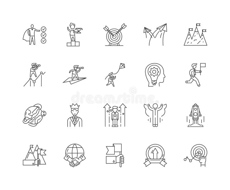 Goals Line Icons, Signs, Vector Set, Outline Illustration Concept Stock ...
