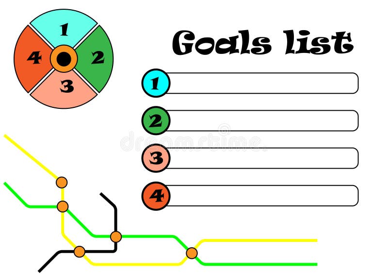 Goals List, Blank Template, Hand Drawn Style. One Paper Sheet with Cute ...