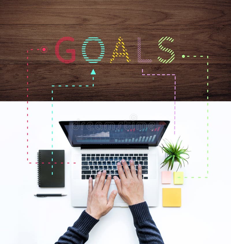 Goals with Male Using Computer Laptop Stock Image - Image of flat ...