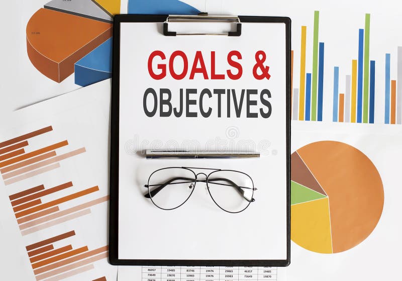 Goals and Objectives Text on White Paper on the Light Background with ...