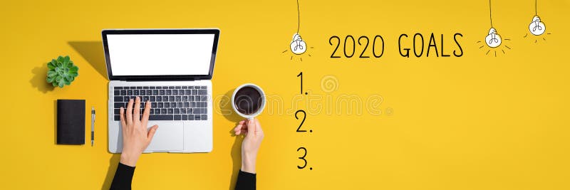 2020 Goals with Person Using Laptop Computer Stock Photo - Image of ...