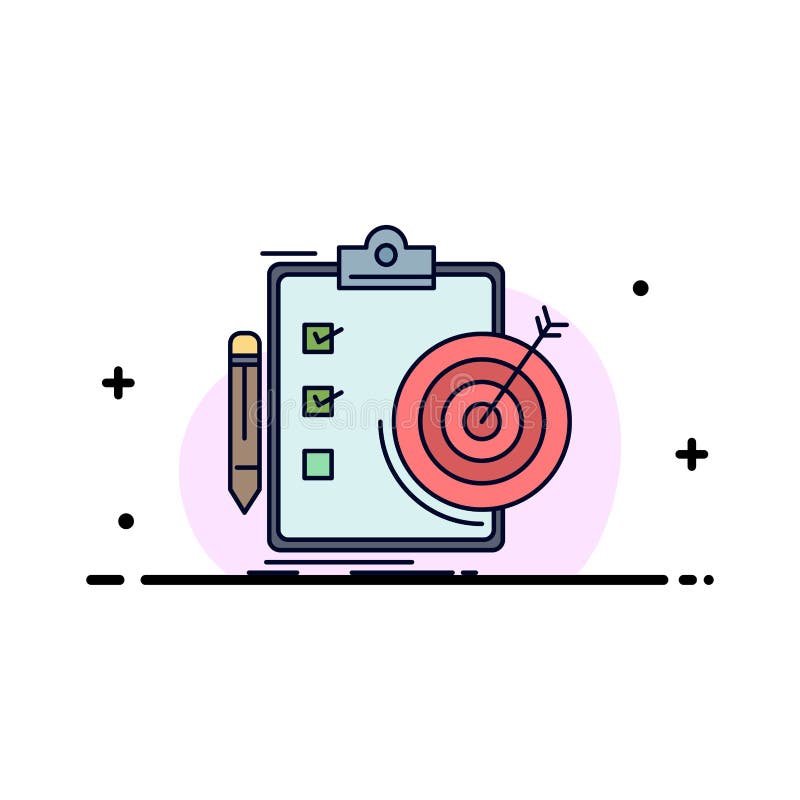 Goals, Report, Analytics, Target, Achievement Flat Color Icon Vector ...
