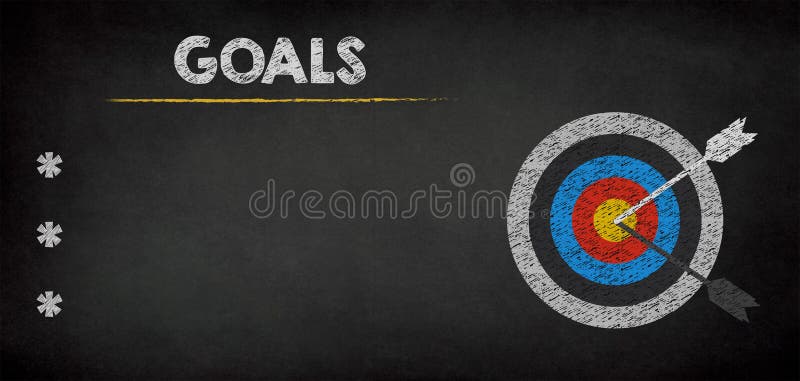 Goals and Target with Arrow on Chalkboard Background Stock Image ...