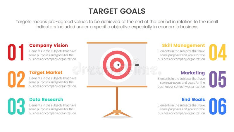 Goals or Target Infographic with 6 Point List Balanced Concept for ...