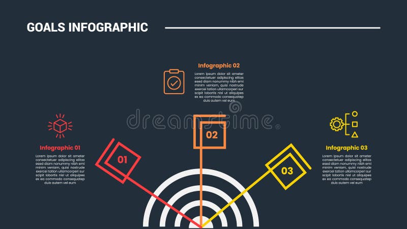 Goals Target Infographic Process Diagram with Half Circle and Flag ...