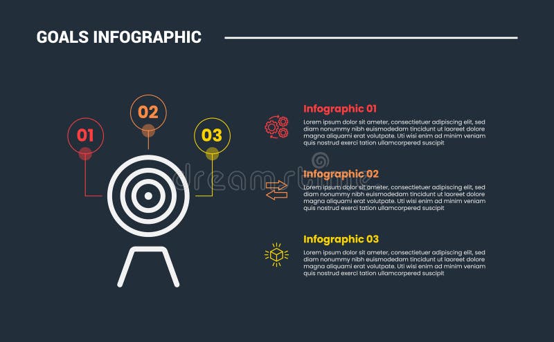 Goals Target Infographic Process Diagram with Left Icon and Stacked ...