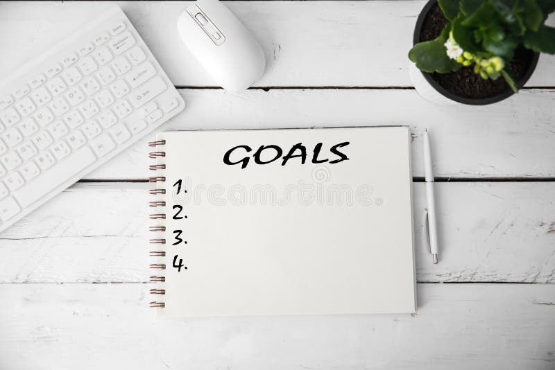 Goals text on notepad stock image. Image of note, notepad - 196974251