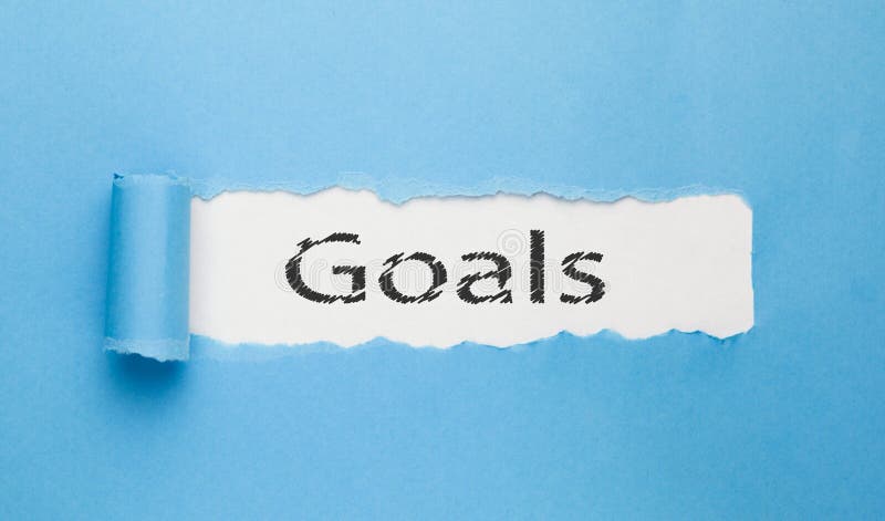 Goals Text on Paper on Blue Background Stock Photo - Image of graphic ...
