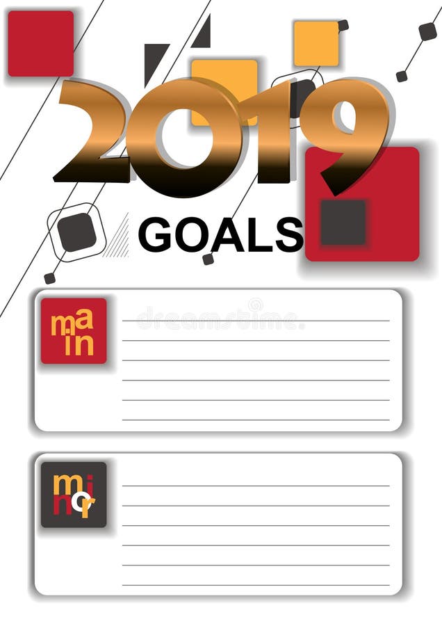 2019 Goals Vector Graphic with with a List for Recording Goals. Stock ...