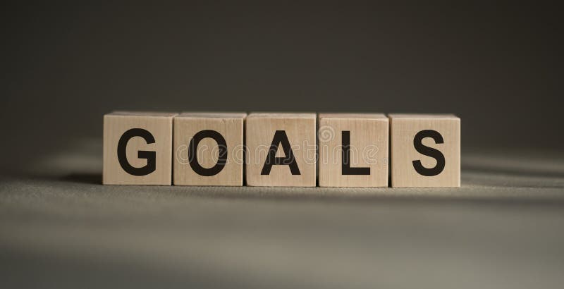 Goals Word Written in Wooden Cubes on Dark Grey Background Stock Image ...