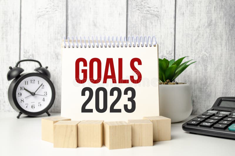 2023 GOALS Words with Clock and Wooden Blocks Stock Illustration ...