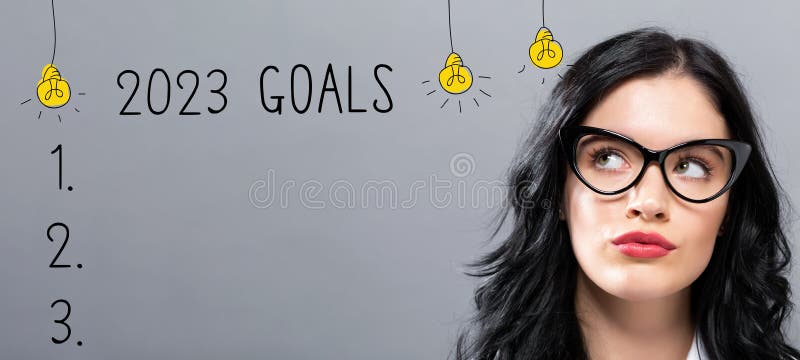 2023 Goals with Young Businesswoman Stock Photo - Image of business ...
