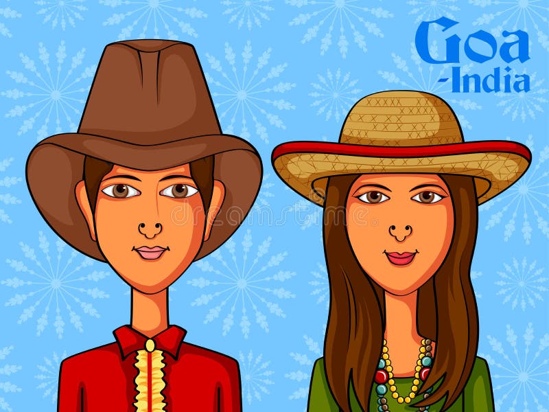 Goan Couple in Traditional Costume of Goa, India Stock Vector ...