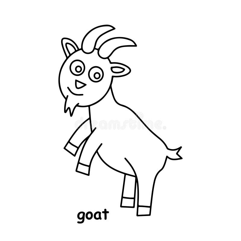 Goat Children Book Illustration, Trace and Coloring Vector World Wild ...