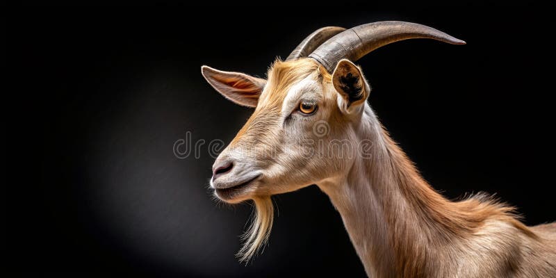 Goat on a Black Background Side View Animals in the Studio Creative AI ...