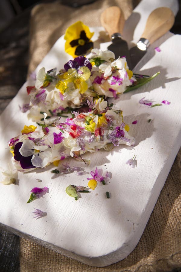 Goat Cheese with Edible Flowers Stock Image - Image of cheese ...