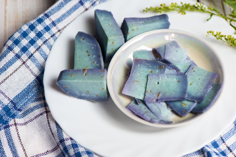 Goat Cheese with Lavender on White Plate Stock Image - Image of milk ...