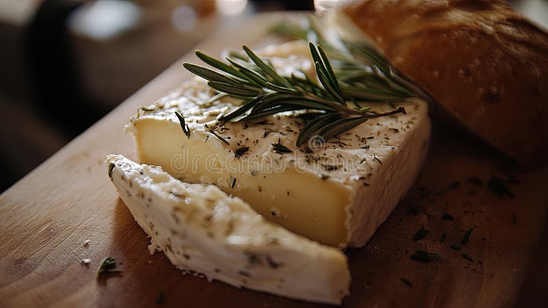 Goat Cheese with Rosemary and Fresh Loaf. Stock Photo - Image of ...