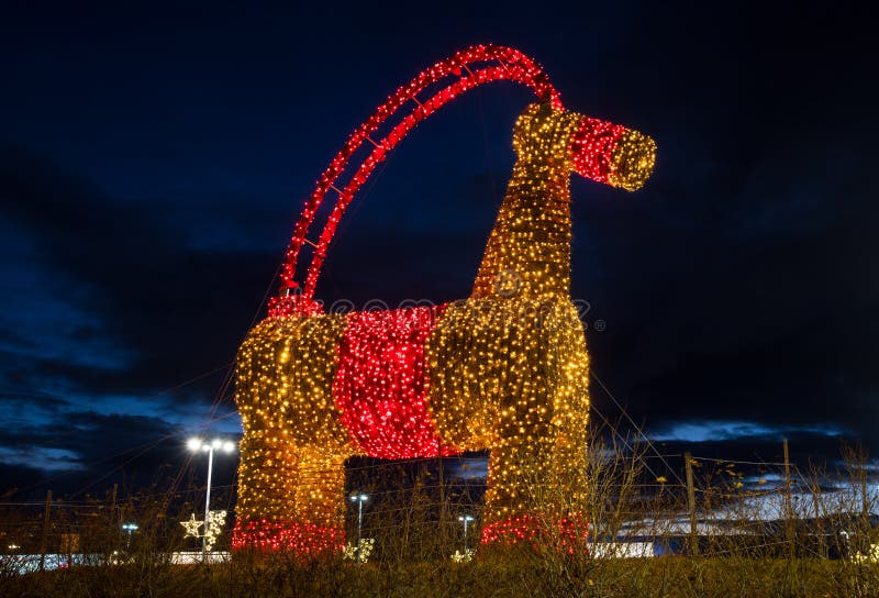 Goat Toy Set. Christmas Decoration Hanging, White Background Stock ...