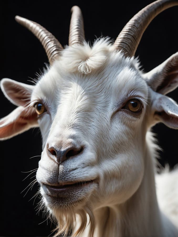 Goat Closeup Face Portrait on Black Ai Generated Stock Illustration ...