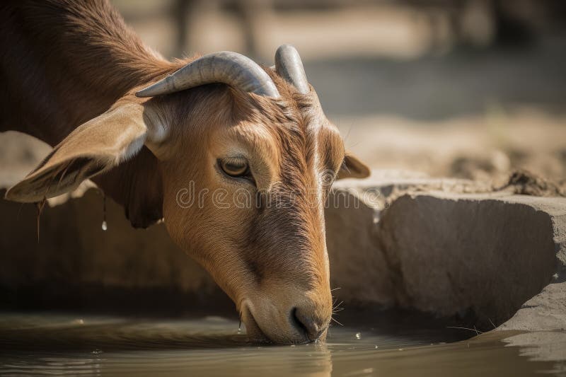 Goat Drinking Water from a Pond Stock Image - Image of agriculture ...