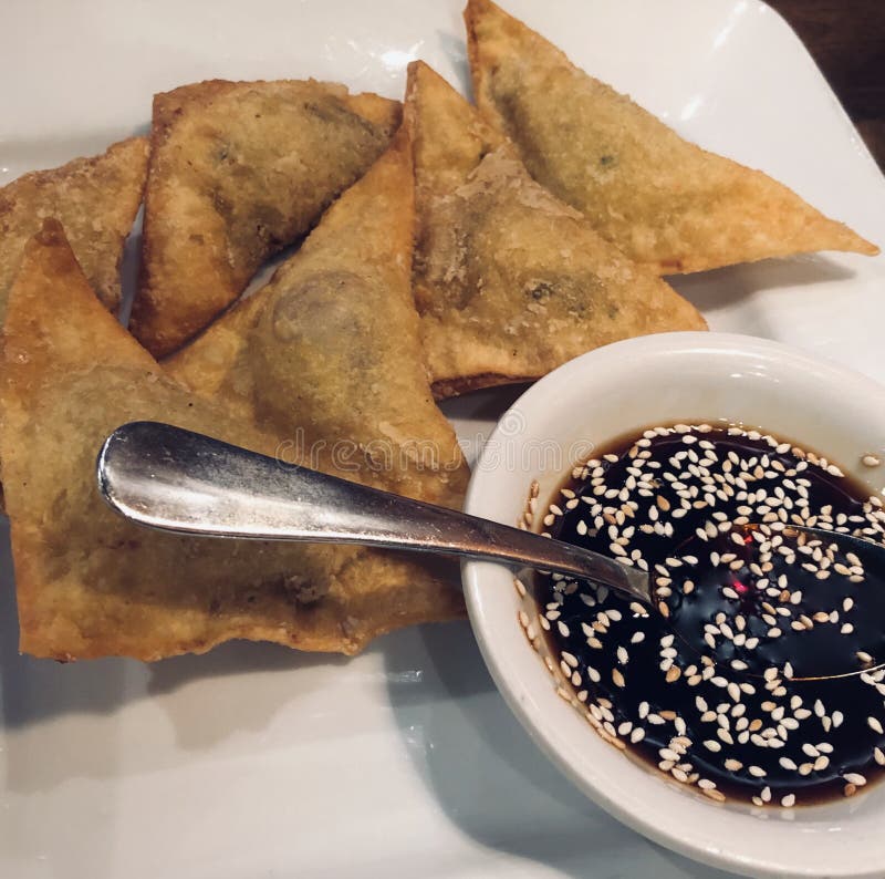 Goat dumplings stock image. Image of plate, sauce, side - 148043711