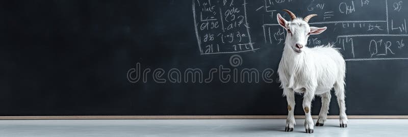 Goat Engages in Mathematical Learning at Blackboard in a Classroom ...