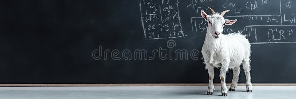 Goat Engages in Mathematical Learning at Blackboard in a Classroom ...