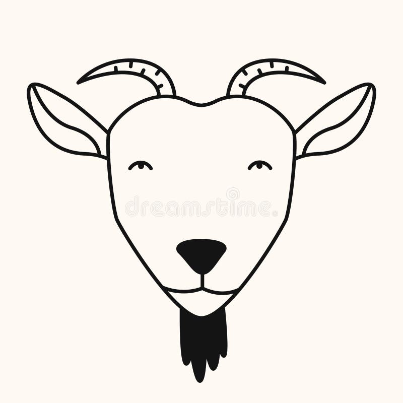 Goat face in doodle style. stock vector. Illustration of style - 285304614