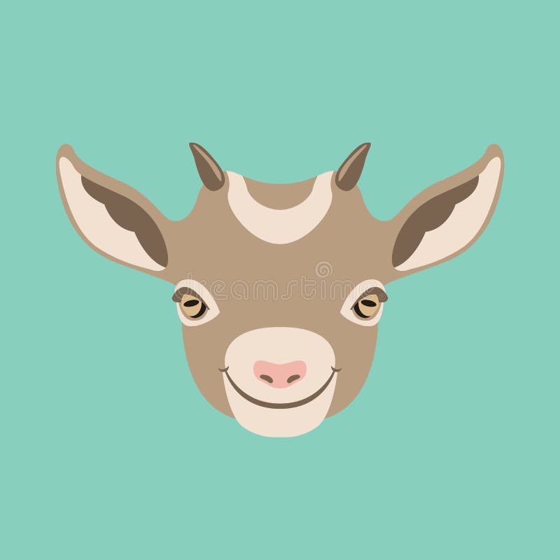 Goat Face Head Vector Illustration Flat Style Front Stock Vector ...